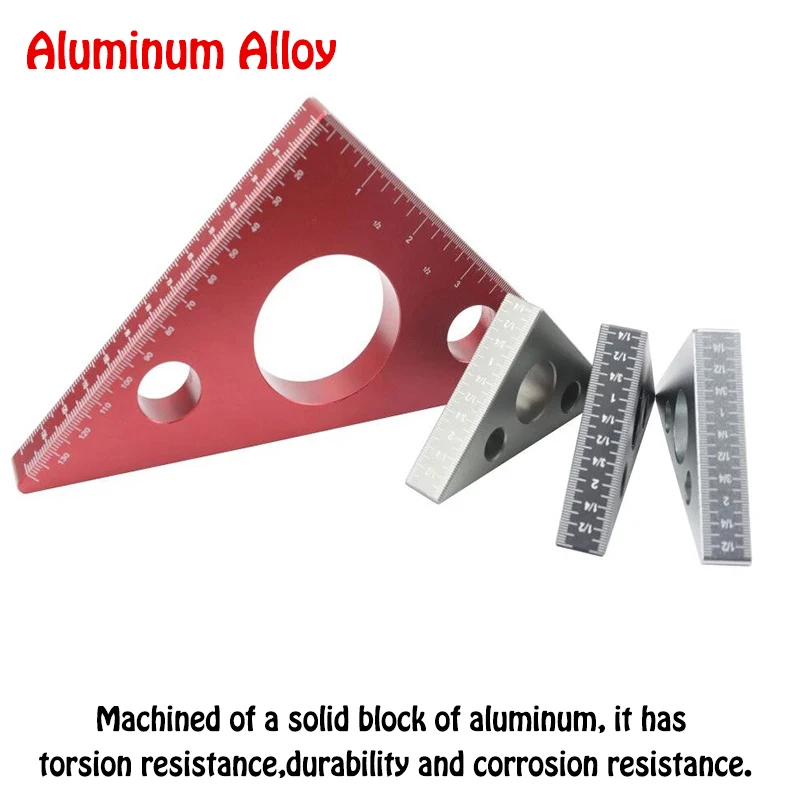 45 Degree Aluminum Alloy Angle Ruler Inch Metric Triangle Ruler ...