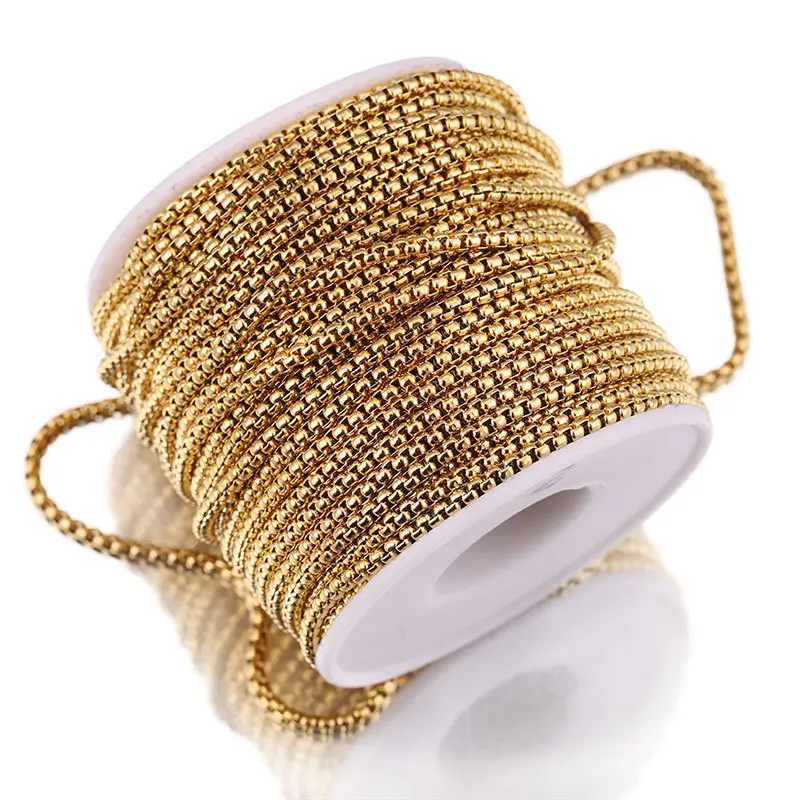 2m Stainless Steel 18k Gold-Plate plating 2mm 3mm Square Rolo Chains ...
