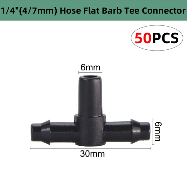 Garden Irrigation 1/4" Hose Double Barb Micro Flow Drip System Straight ...