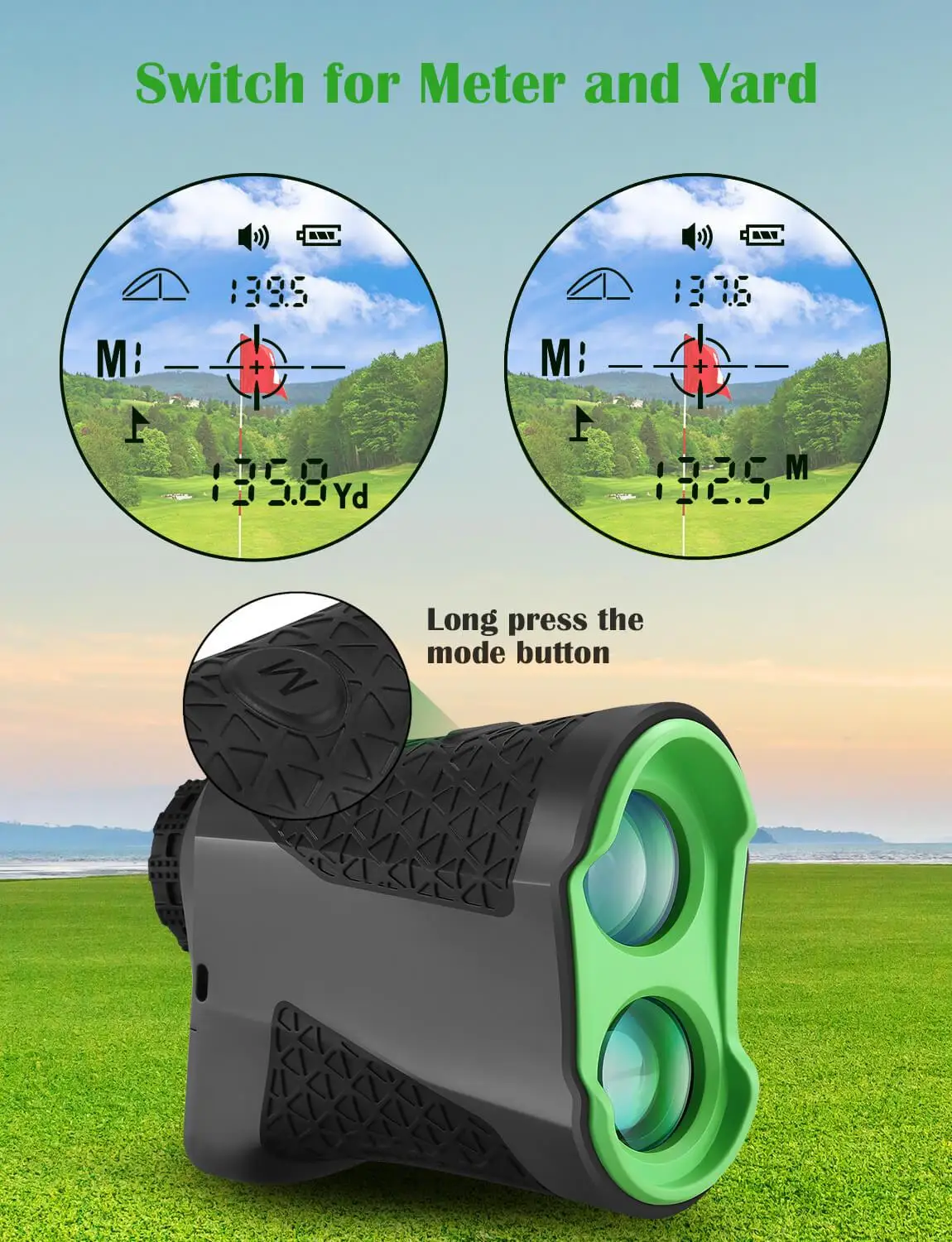 BOBLOV K600G/AG 600M Golf Range Finder 6X Laser Rangefinder with Jolt ...