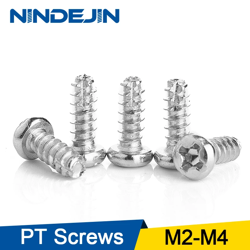Nindejin M2 M2.3 M2.6 M3 M3.5 M4 Nickel Plated Cutting Tail Cross Round Head Slotting Phillips ...