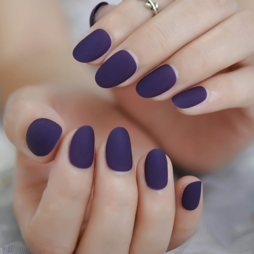 Dark Purple Matte Nails