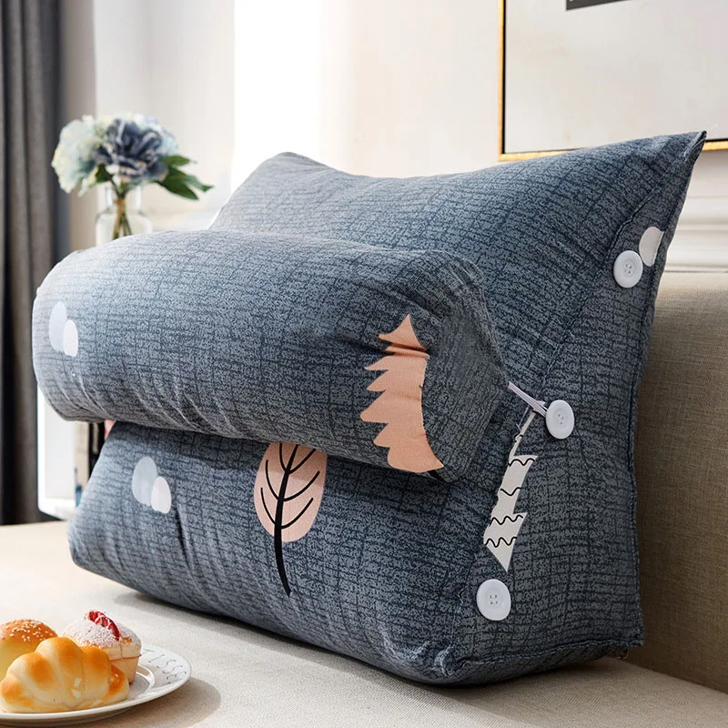 Cotton Linen Triangular Backrest Cushion 45x50x22cm Sofa Cushions Bed ...