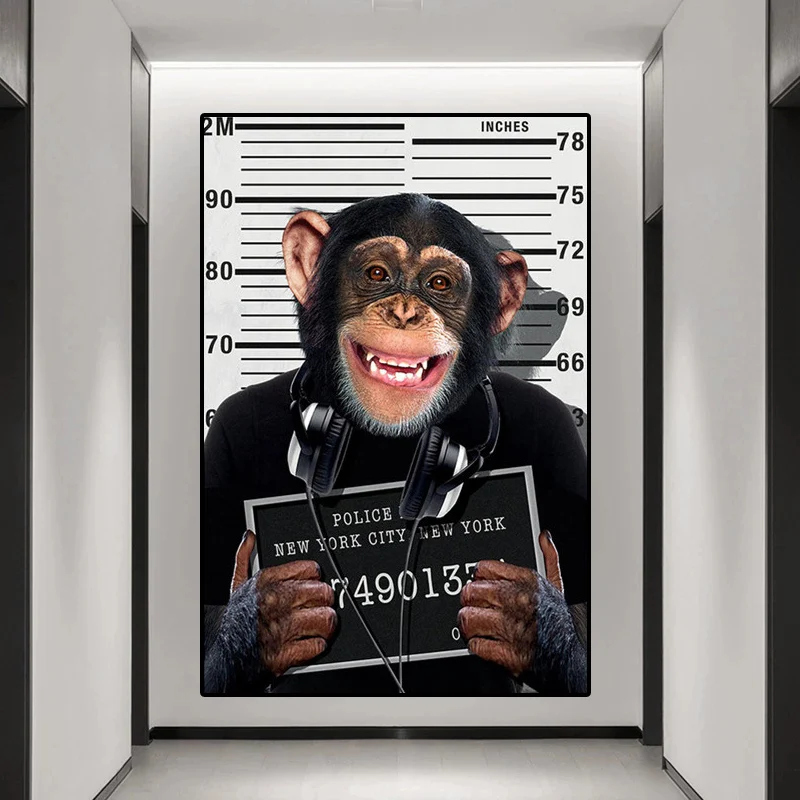 Canvas-Painting-Fun-Art-Criminal-Monkey-Posters-and-Prints-Animals ...