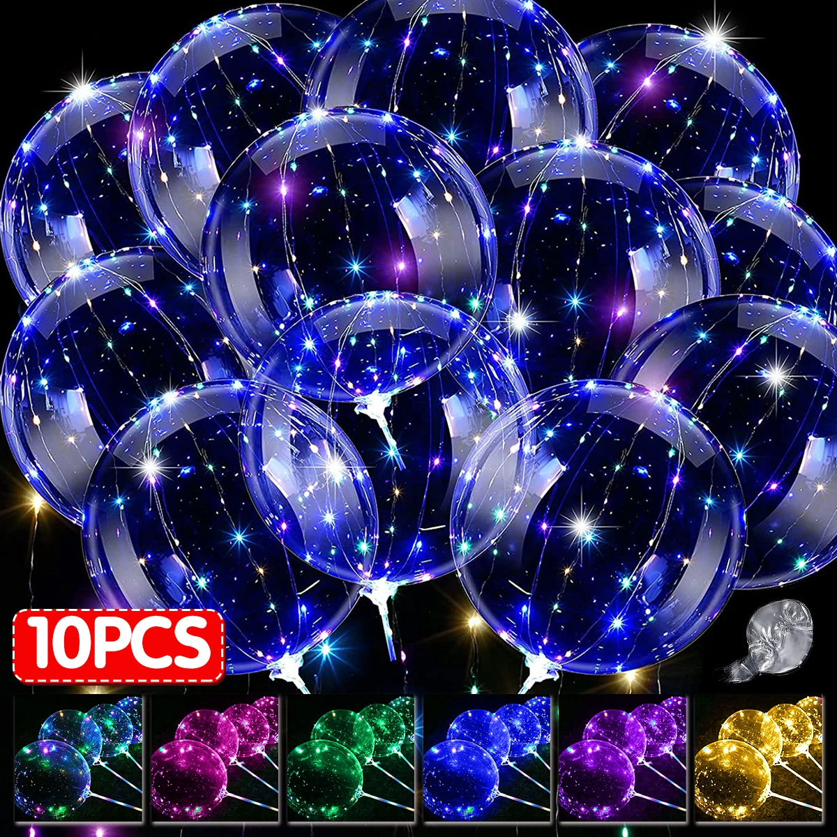 10pcs Transparent Led Light Up Bobo Balloons Helium Glow Bubble ...
