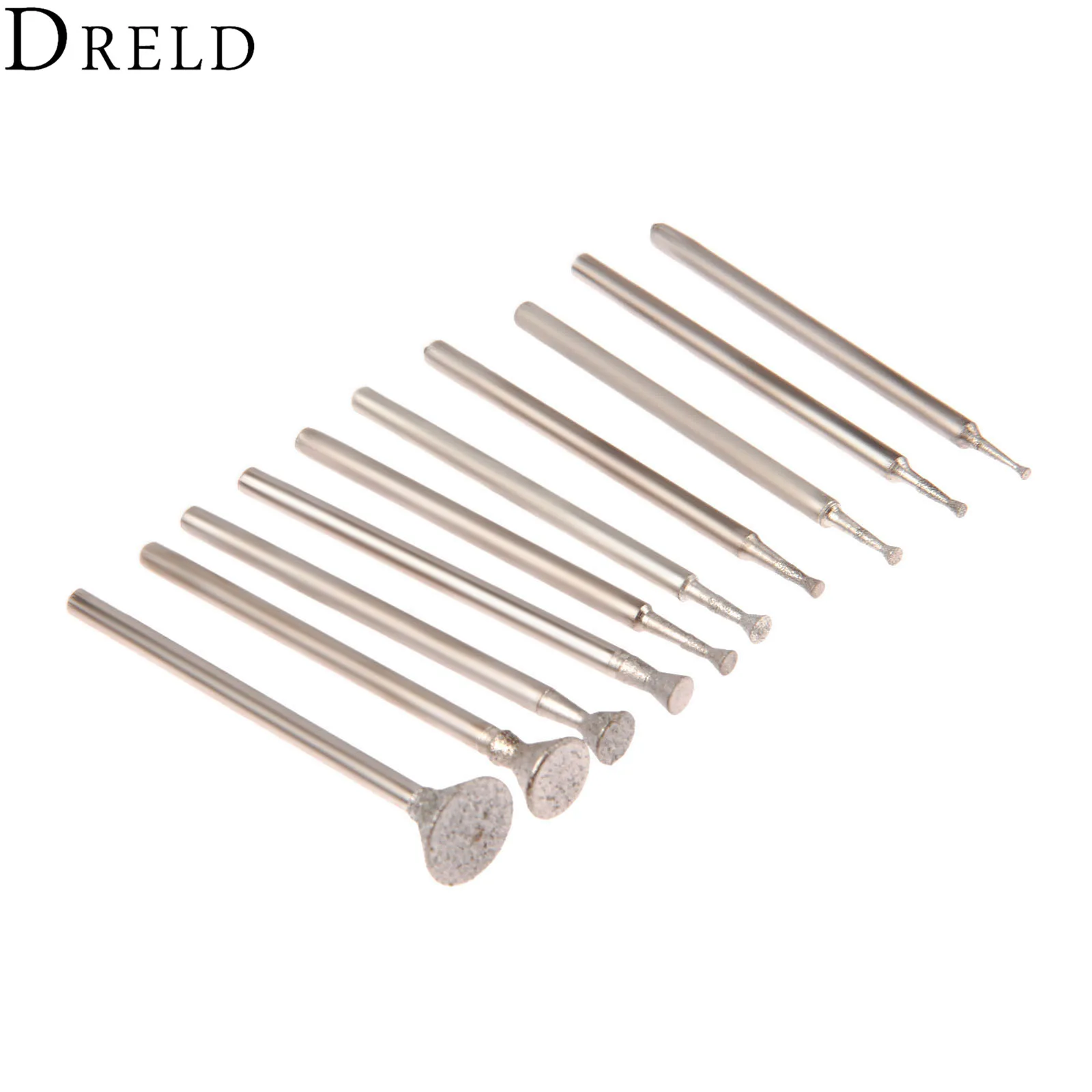 DRELD 10Pcs Dremel Accesories Drill Diamond Grinding Head Burrs Bits 2 ...
