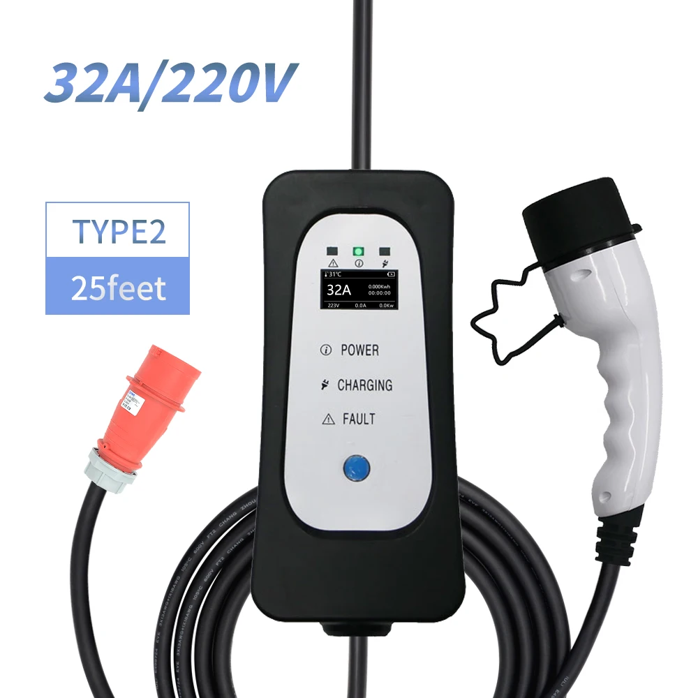 32 Amp Iec 62196 Electric Car Ev Charge Controller With Cee Red Plug ...
