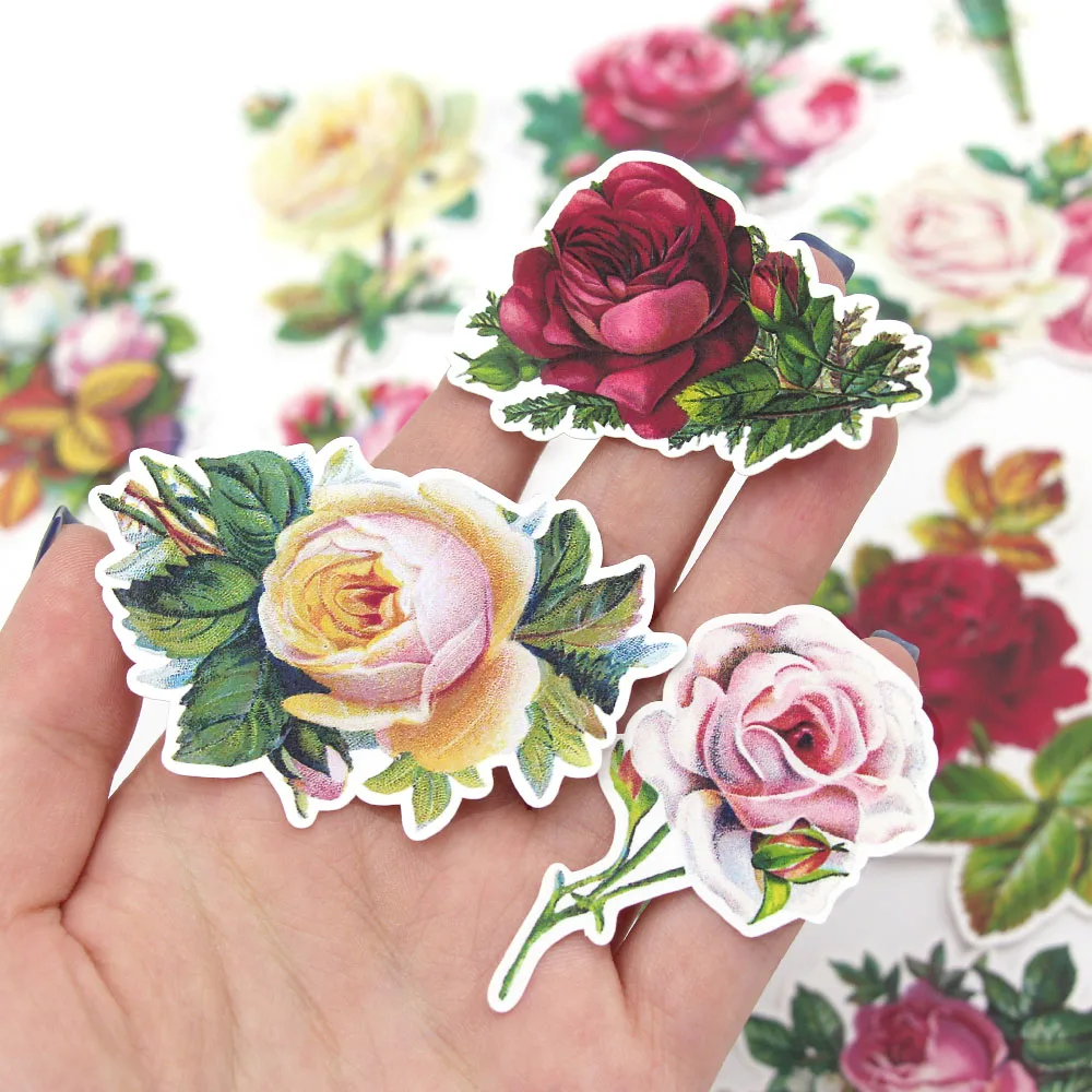 19pcs Rose Sticker Beautiful Flower Scrapbooking Stickers For Diary ...