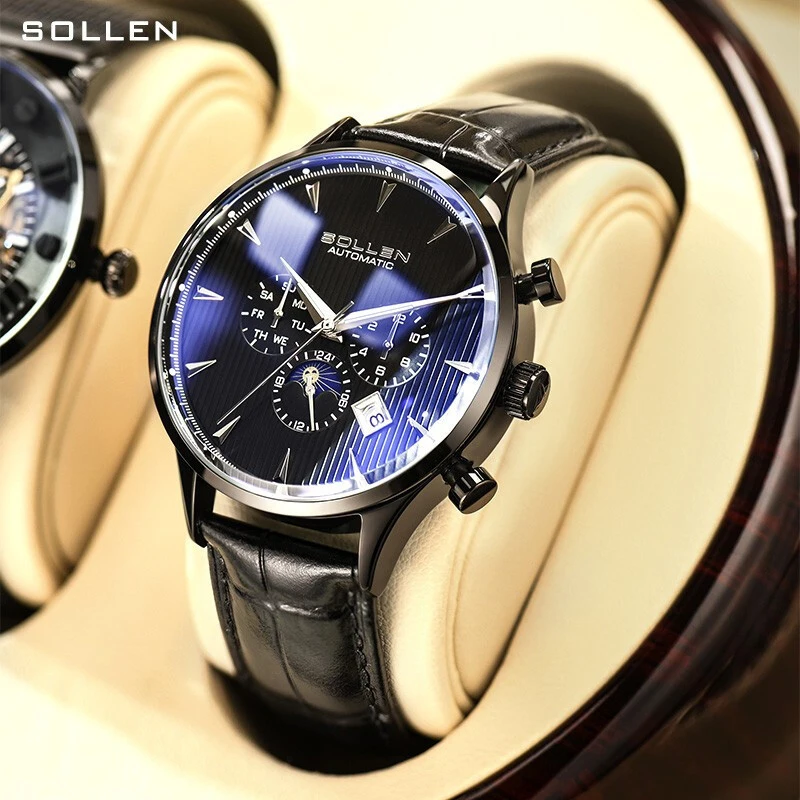 SOLLEN-Men-Brand-Watch-3-Sub-Dial-Mechanical-Watch-Automatic-Calendar ...