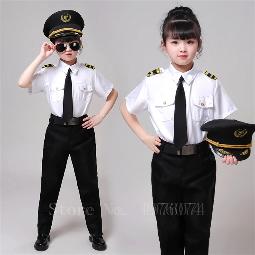 Boys Pilot Cosplay Costume Fancy Flight Attendant Airline Aircraft ...