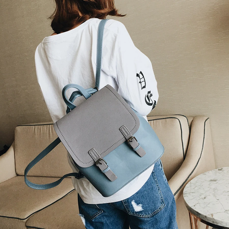 Fashion-Korean-Style-Leather-Small-Backpack-Women-Candy-Colors-Teenage ...