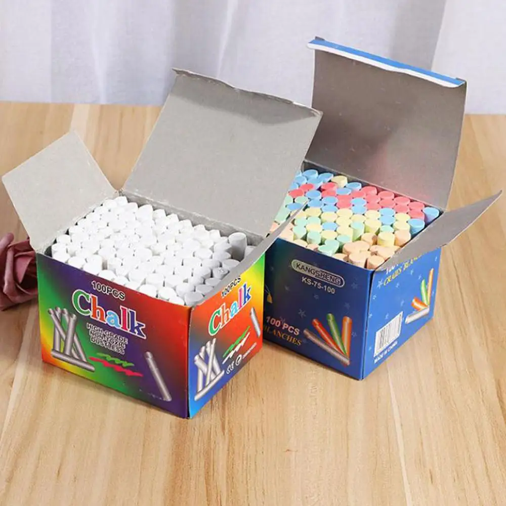100pcs/box Dustless Chalk Blackboard Easy Clean Planning Office ...