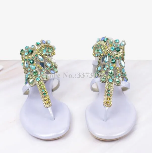Crystal Sandals Summer Flipflop Bling Bling Rhinestone Decor Ankle ...