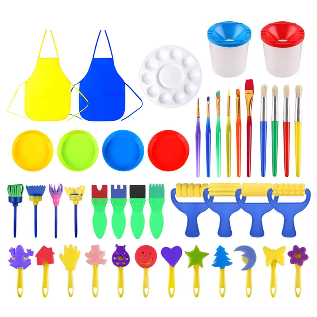 46pcs/set Kids Painting Tools DIY Art Graffiti Tool Sponge Paint Roller ...
