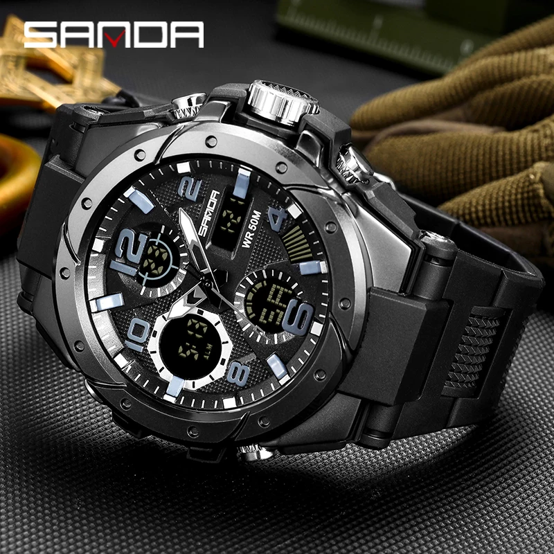 SANDA-Brand-Men-s-Watch-Military-Outdoor-Sports-Waterproof-Watches-Dual ...