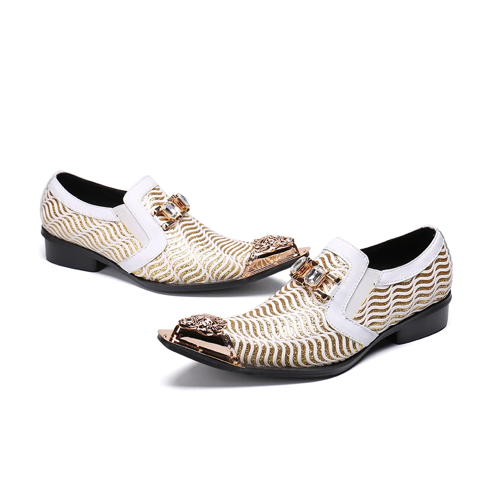 Luxury Band Men Genuine Leather Oxford Shoes For Men Crystal Metal ...