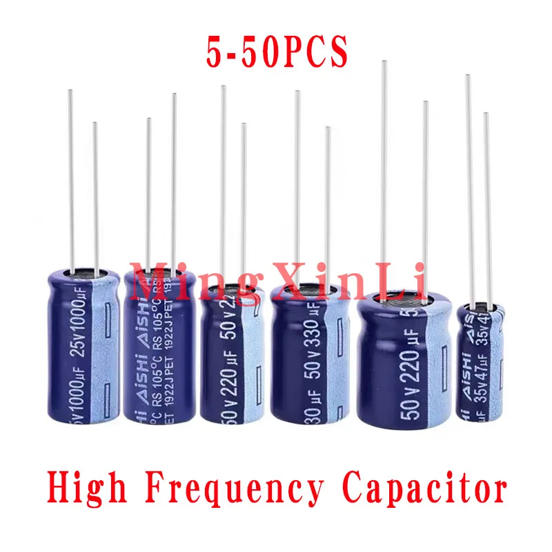 5-50pcs AISHI Aluminium Electrolytic Capacitor 10V 16V 25v 35V 50V 63V 100V RS Series High ...