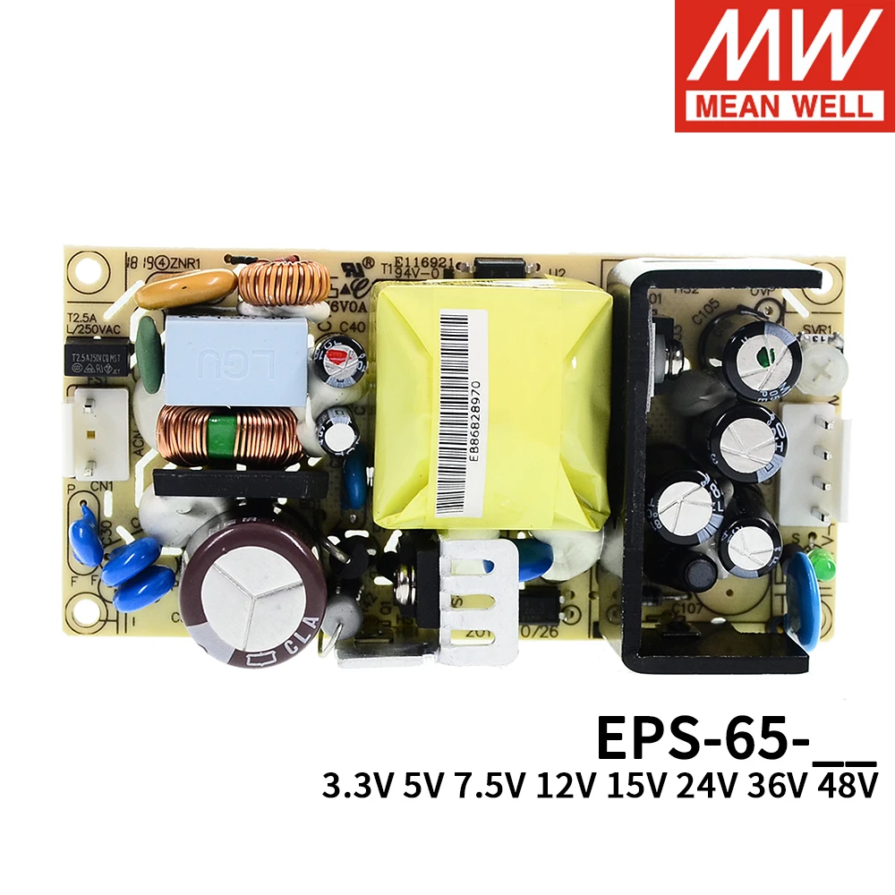 Mean Well EPS 65 단일 출력 PSU AC DC PCB 보드, 65W 전원 공급 장치, 3.3V, 5V, 7.5V ...
