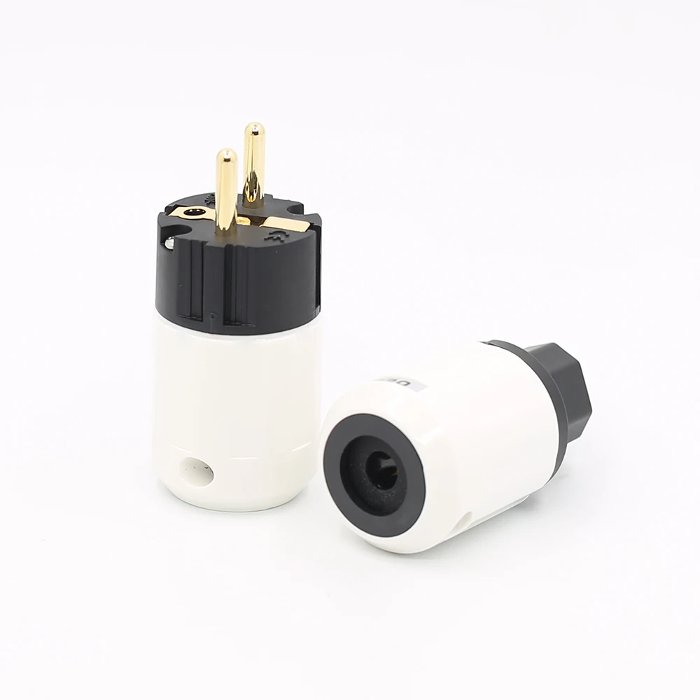 1pair Hifi Audio Eu Standard Gold Plated Power Plug Ac Power Wire Cable ...