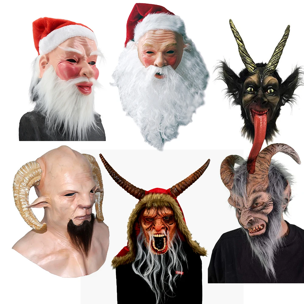 Christmas-Krampus-Mask-Realistic-Christmas-Santa-Claus-Mask-Latex-Xmas ...