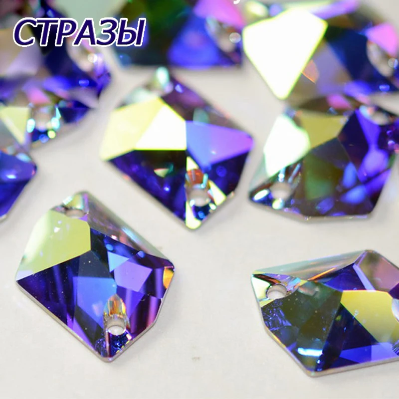 Rhinestones - 6a Quality 4 Size Shape Crystal Ab Sew Rhinestones Flat ...