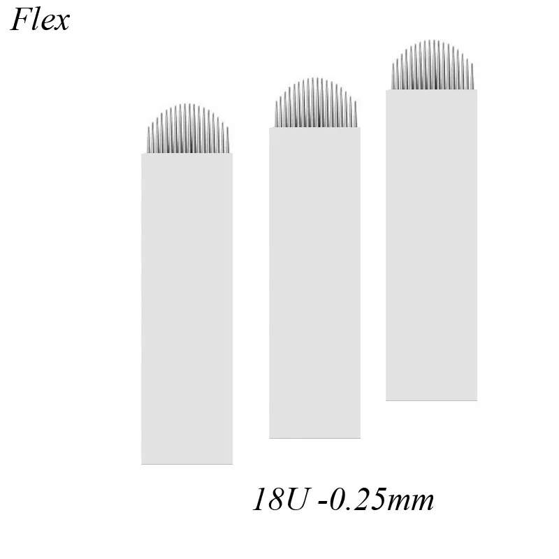 White 18u Shape Microblading Eyebrow Needles 0.25mm Curved Tattoo Blade ...