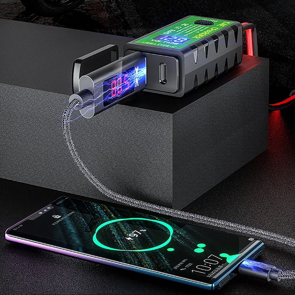 3.1A/4.8A TYPE-C 12V SAE to Dual USB Fast Charging Adapter with ...