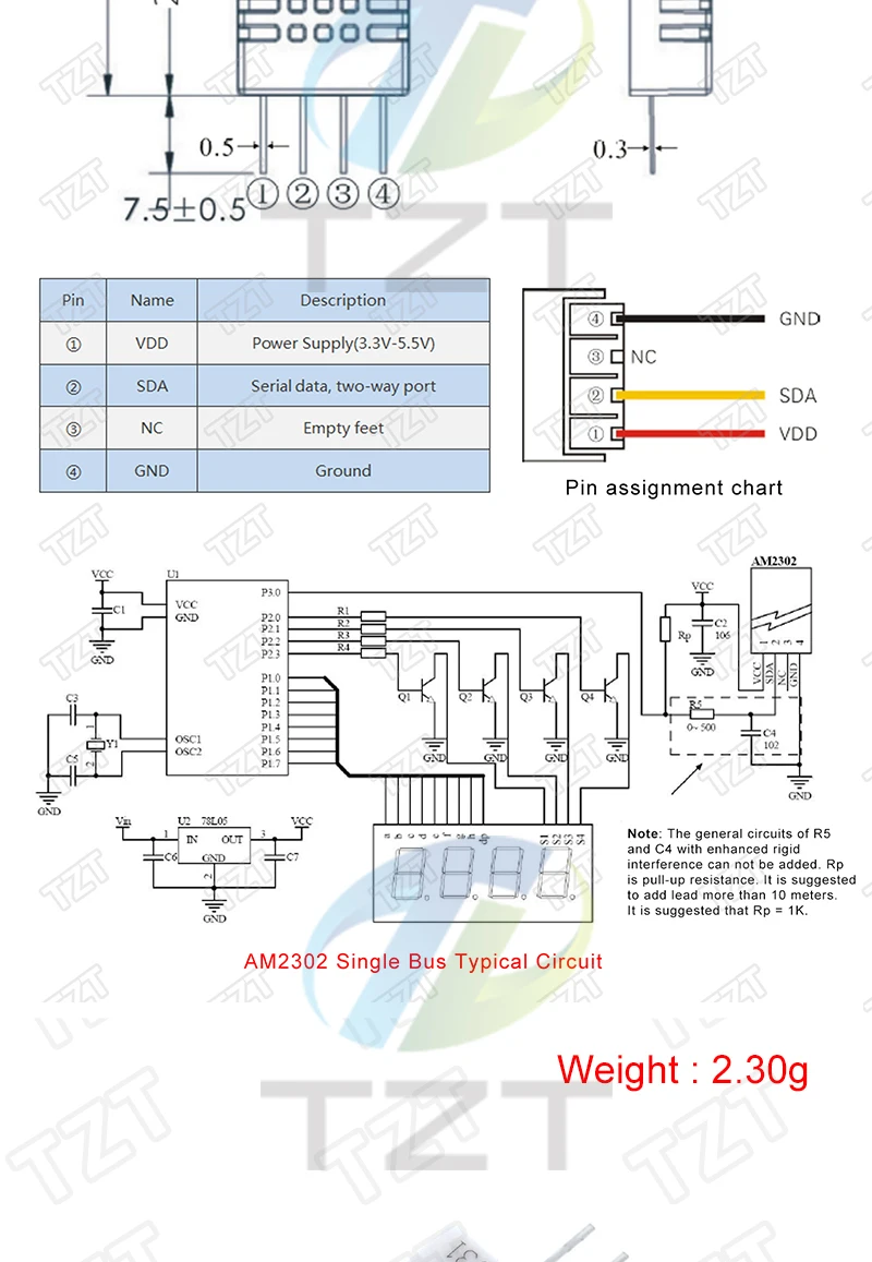 Digital Temperature Sensor / Humidity Sensor DHT11 DHT22 AM2302 AM2301 ...