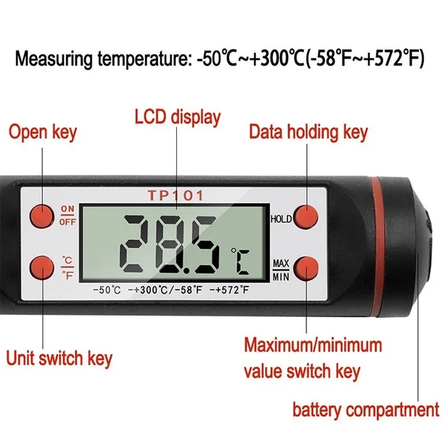 Digital Thermometer with 15cm Long Probe, Candle Making Kits, Measure ...