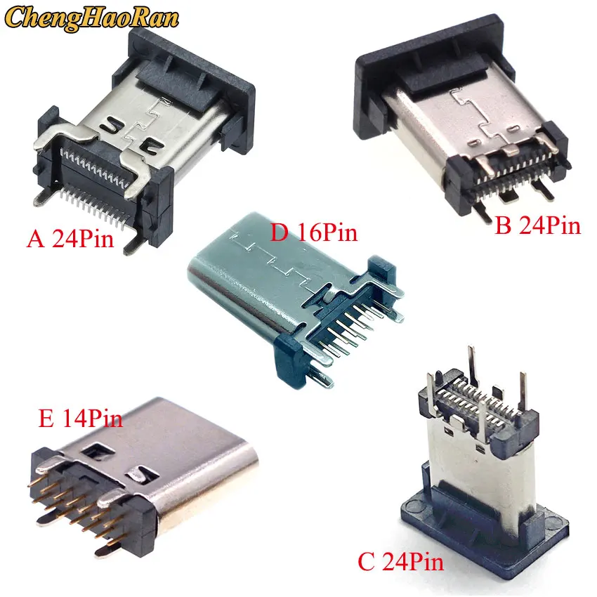 ChengHaoRan-1pcs-Vertical-Plug-in-USB-3-1-TYPE-C-12P-14P-16P-24P-SMD ...