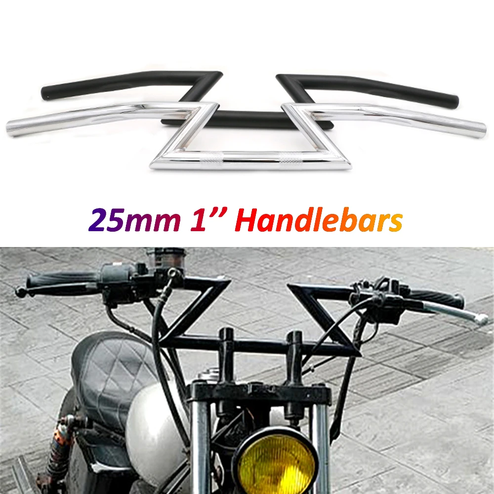 25mm-Motorcycle-Handlebar-Z-bars-1-Steering-Wheel-for-Chopper-Bobber ...