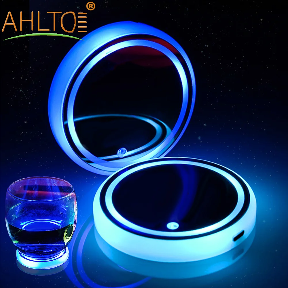 2X Car Dome LED Cup Holder Automotive Interior Lamp USB Multi Colorful ...