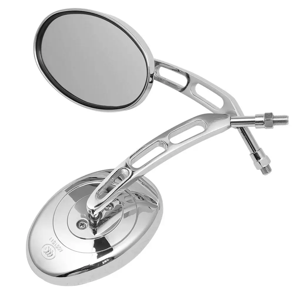 10mm Universal Chrome Motorcycle Rearview Side Mirrors Custom Cafe