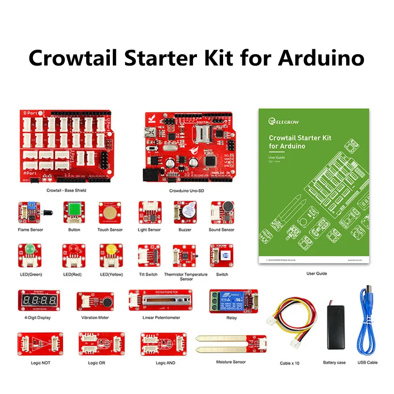 Elecrow Upgraded Electronic Component Diy Kit Crowtail Starter Kit Programing Learning Kit For ...