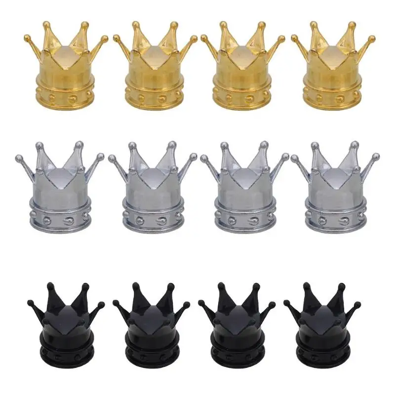 4pcs Universal Crown Style Car Tire Air Valve Stem Caps Dust Covers ...