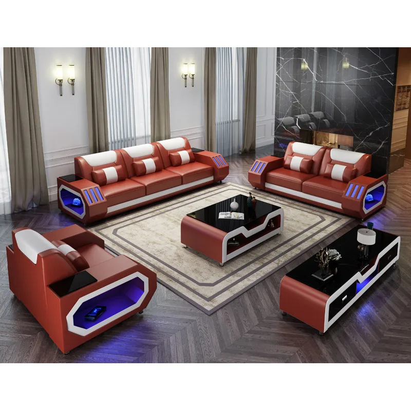 0413-G8046D Leather 1+2+3 sectional sofa set with music player&USB ...