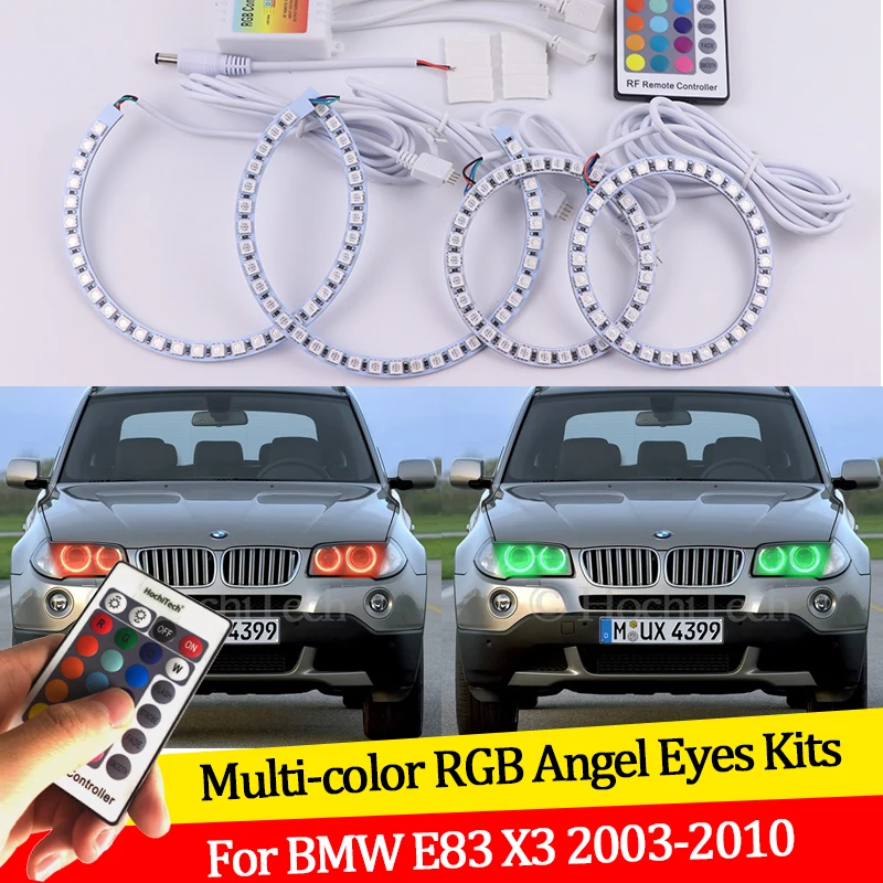 For BMW E83 X3 2003 2010 16 colors RGB Angel Eyes LED Halo Rings RF ...