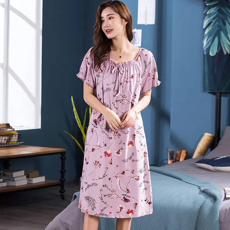 vintage floral long dress ruffle neckline nightgown full pure cotton ...