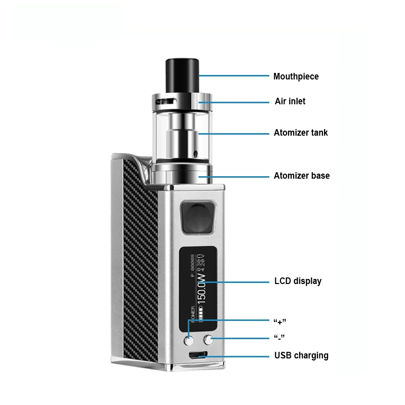 Polar Night 150w liquid electronic cigarette led vaporizer 2ml 1500mah ...