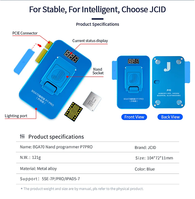 JCID P7 Pro 1000S Multi-Function HDD NAND Programmer BGA70 Nand For phone 5SE- 7P pro For lPAD 5 ...