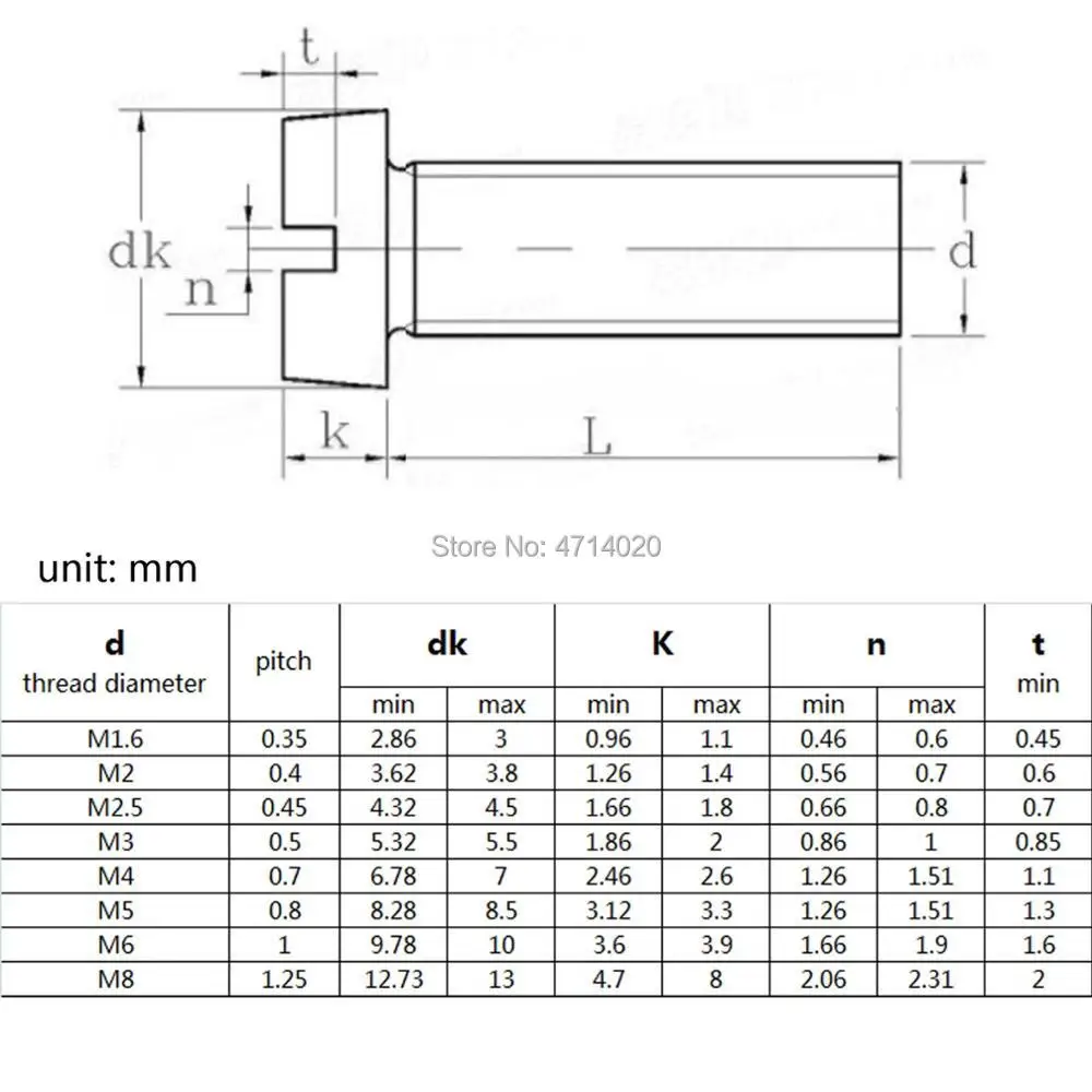VISSERIE,M5-25mm x100pcs--Boulon À Tête Fendue En Acier Inoxydable 100 ...