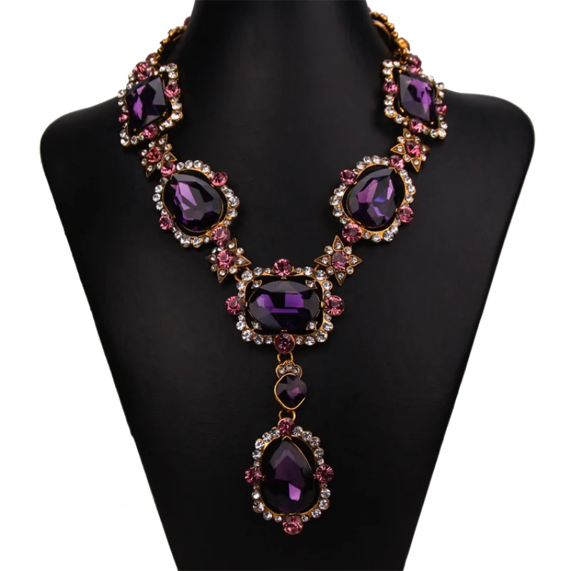 High end luxury crystal alloy necklaces designed for women and paired ...