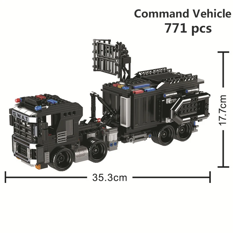 1095pcs City Police Station Building Blocks Swat Team Truck, 56% OFF