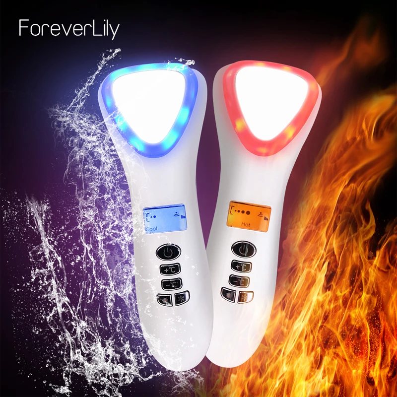 LED Face Beauty Massage Hot Cold Hammer Vibration Cryotherapy Red Blud ...