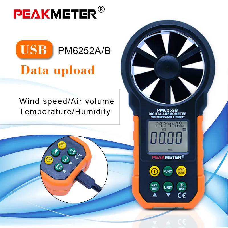 Peakmeter Pm6252a/b Usb Digital Anemometer Temperature Humidity Wind ...