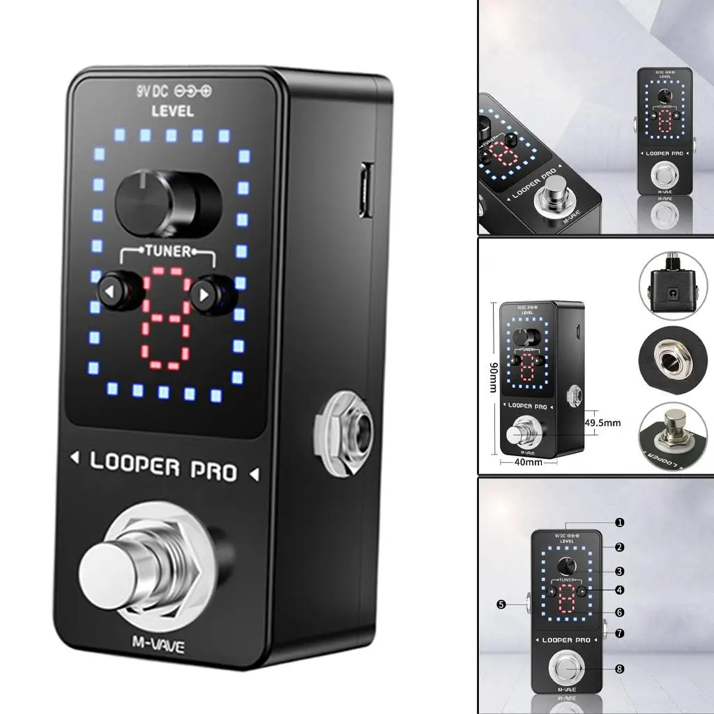LOOPER-PRO-Pedal-de-Guitarra-com-Fun-o-Tuner-9-Loops-40-minutos-de ...