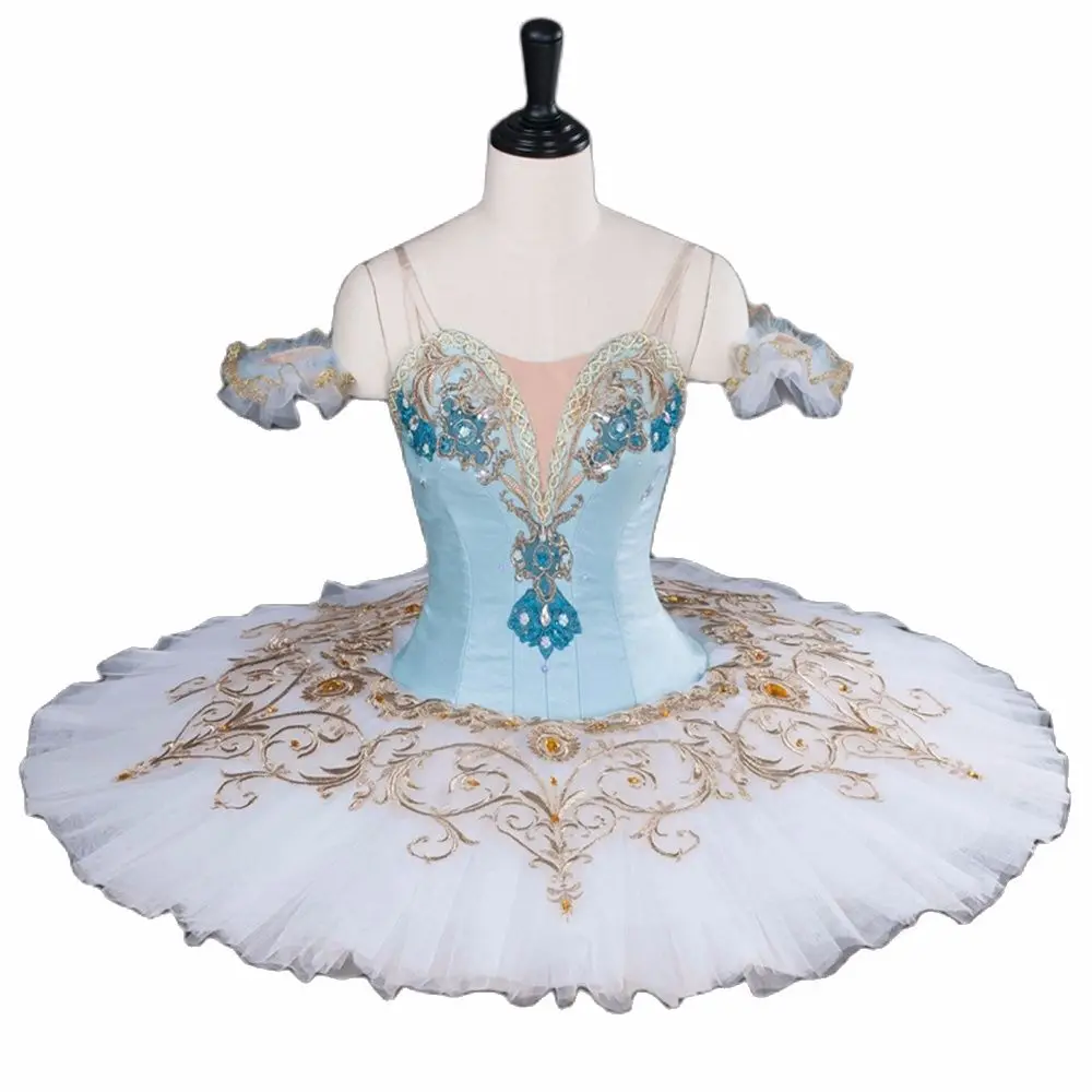 Adult Professional Ballet Tutu Blue Gold Cinderella Classical Pancake ...