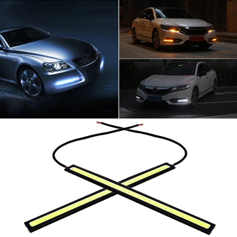 2pcs 17cm Universal Daytime Running Light Car Cob Drl Led Strip Light ...