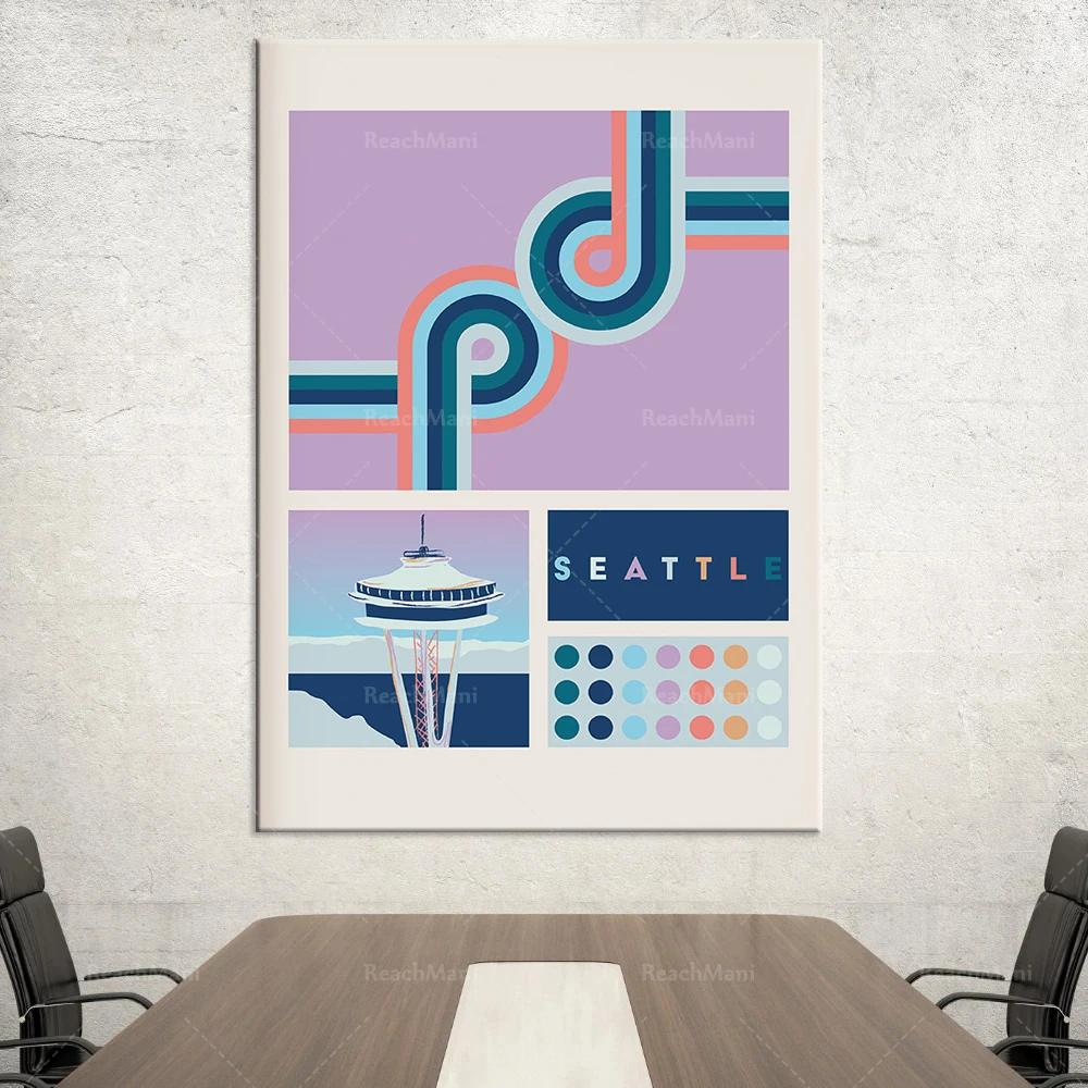 Seattle Printable Wall Art, Urban Art Posters, Retro Abstract Seattle ...