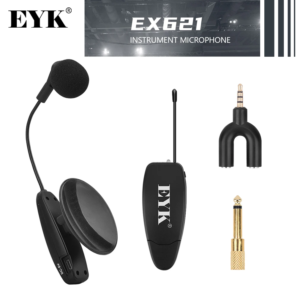 EYK-UHF-Wireless-Instrument-Microphone-Suction-Cup-Condenser-Gooseneck ...